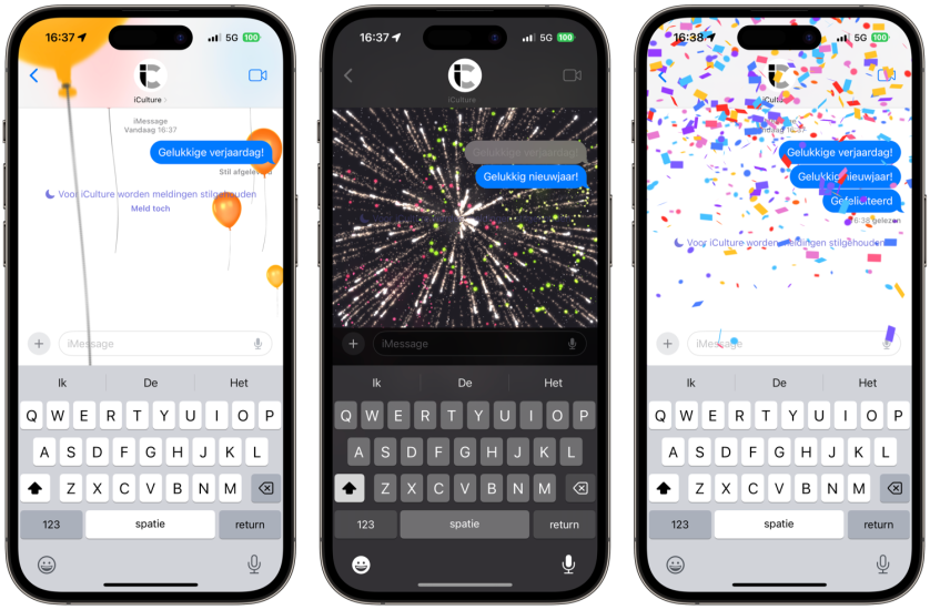 iMessage automatische effecten: confetti, ballonnen en meer