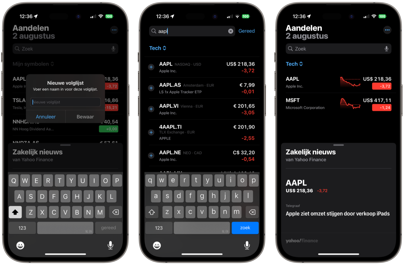 Volglijsten in de Aandelen-app: eenvoudig aandelen sorteren