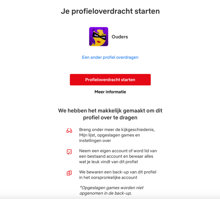 Netflix profiel overzetten naar nieuw of bestaand account doe je zo