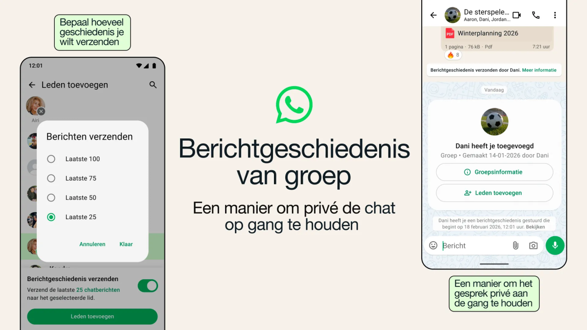 WhatsApp groepsgesprekgeschiedenis delen met nieuwe leden